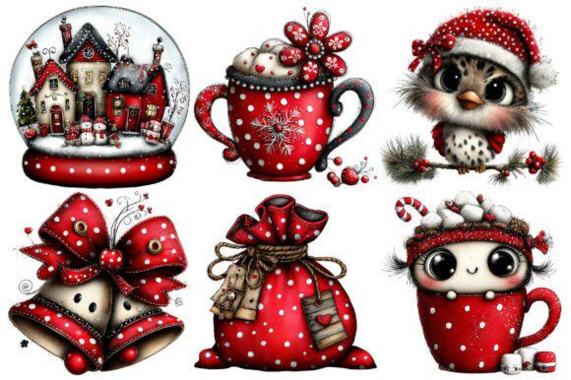 Whimsical Santa Claus Clipart PNG Bundle, Christmas Graphics (digital ...