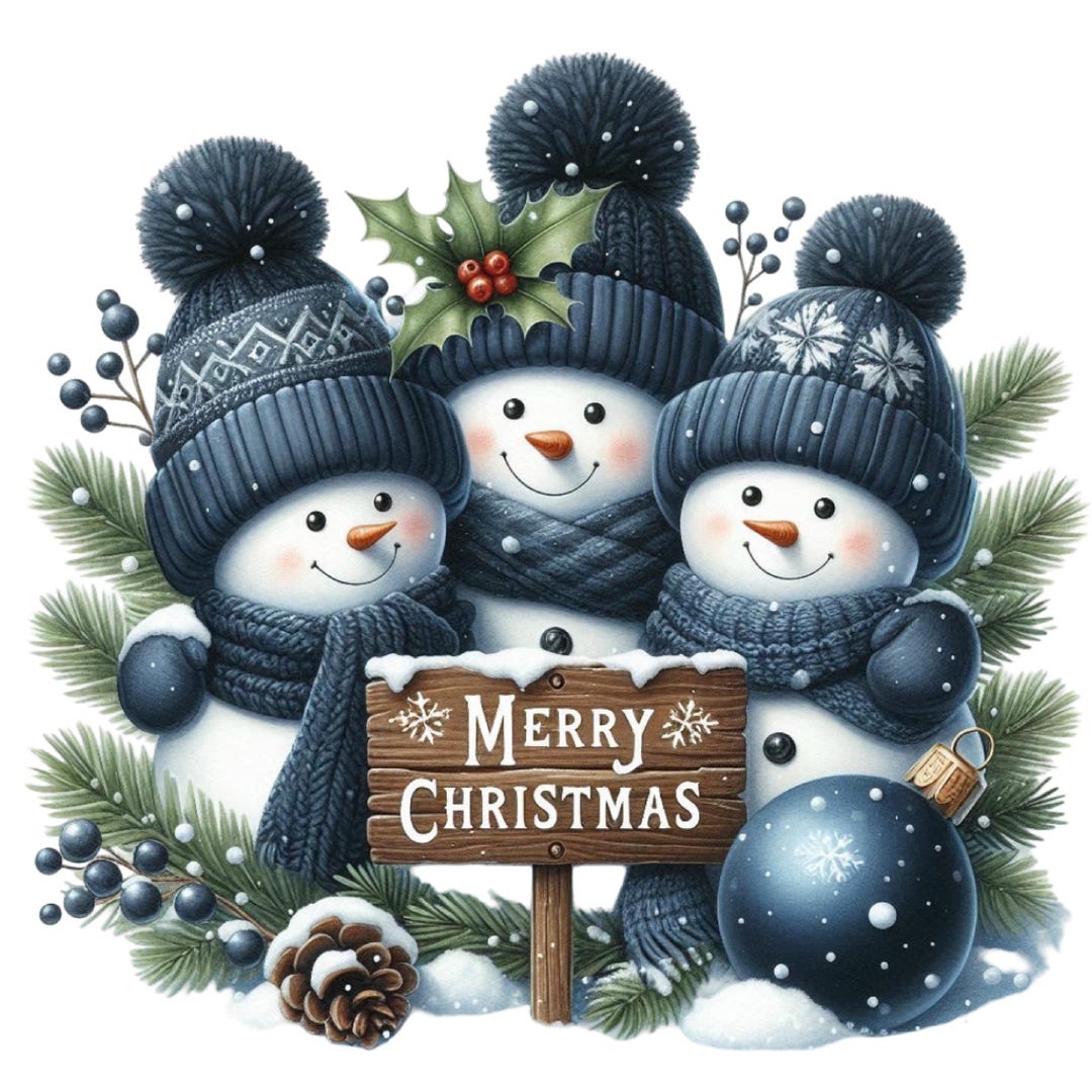 Christmas Snowman Family PNG Clipart Bundle, Holiday Winter Graphics ...