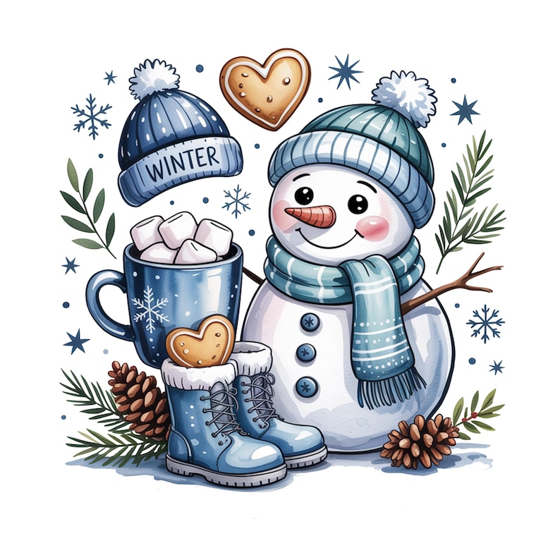 Funny Snowman Clipart: Holiday Graphics PNG Bundle (digital Download ...