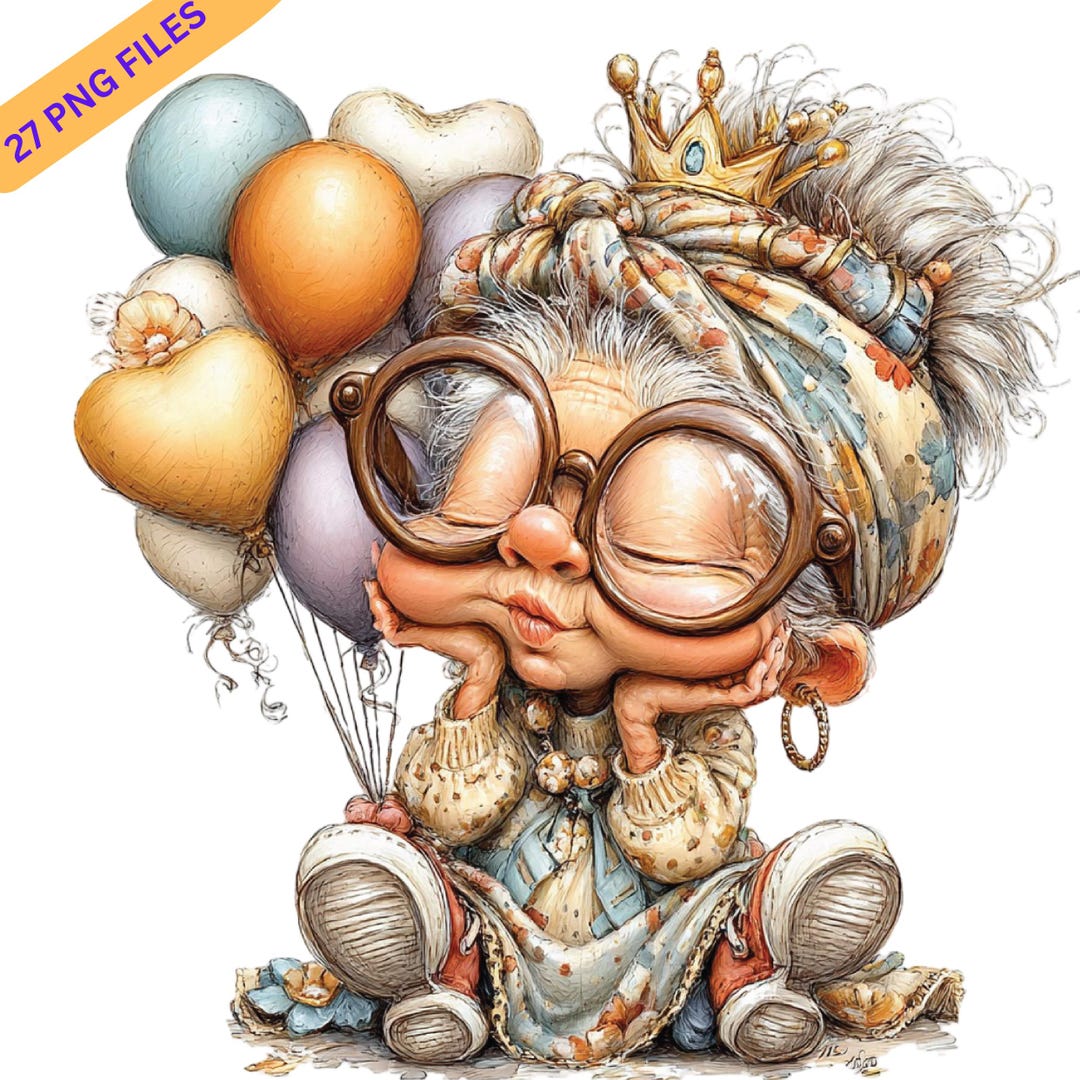 Funny Grandma Birthday Clipart, Queen PNG Graphics (digital Download 27 ...