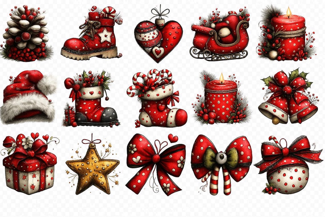 Whimsical Snowman Clipart PNG Bundle, Christmas Graphics (digital ...