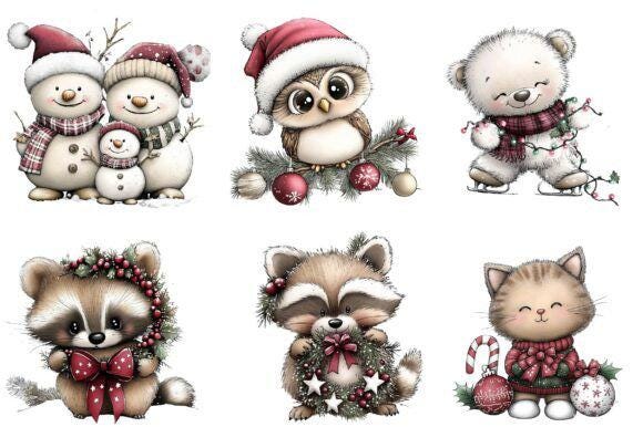 Whimsical Christmas Penguin Clipart Bundle (instant Download) - Etsy