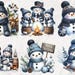 Christmas Snowman Family PNG Clipart Bundle, Holiday Winter Graphics ...