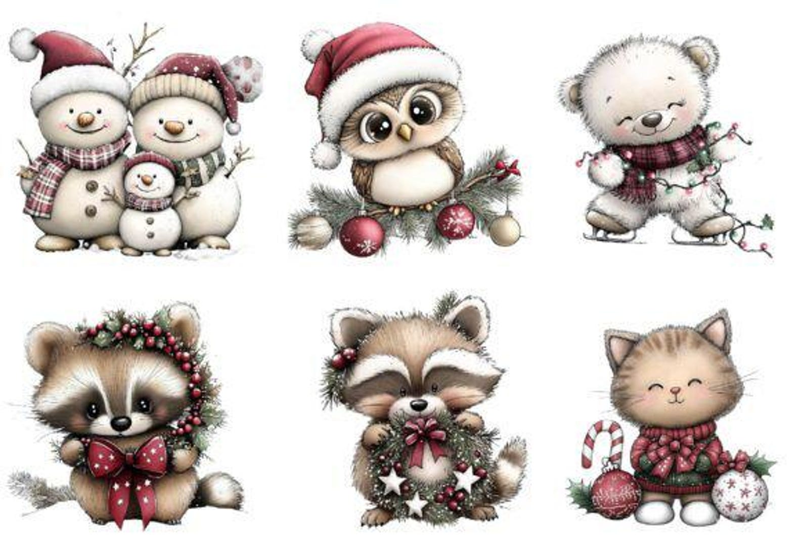Whimsical Christmas Reindeer Clipart Bundle, Festive Deer PNG (instant ...