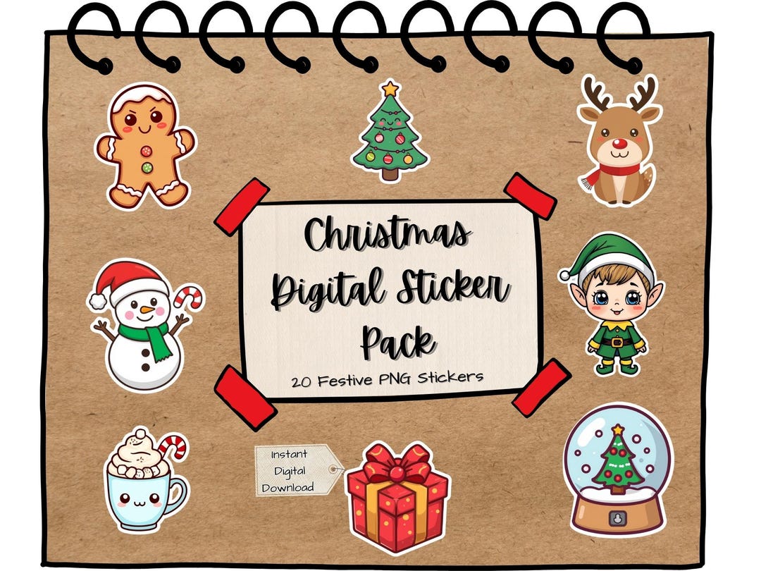 Christmas Digital Stickers PNG | Holiday Planner Stickers | Festive ...