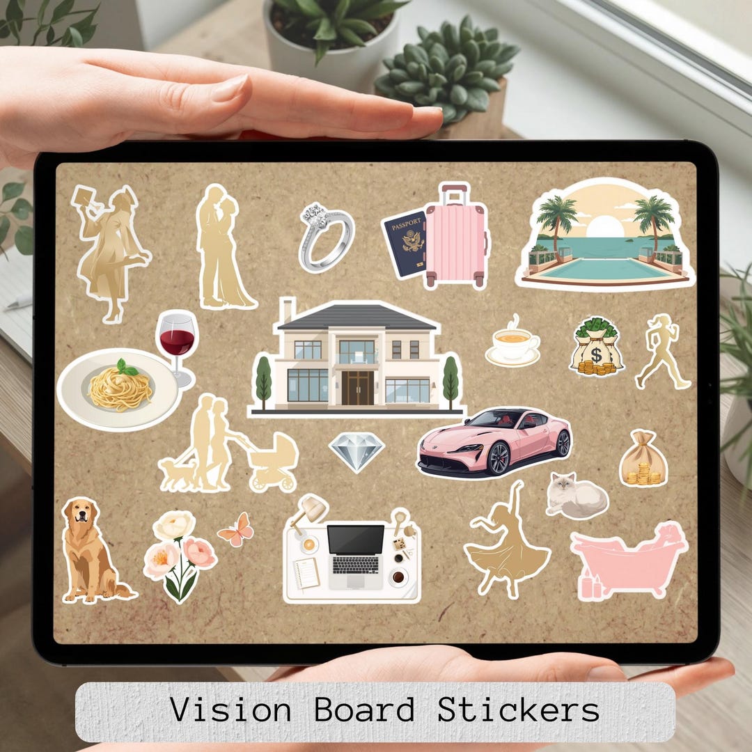 Digital Sticker Pack for Vision Boards & Journals | 21 PNG Stickers for ...