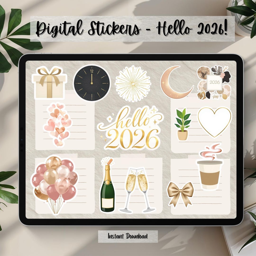 Hello 2026 Digital Sticker Pack for iPad | Vision Board & Digital ...