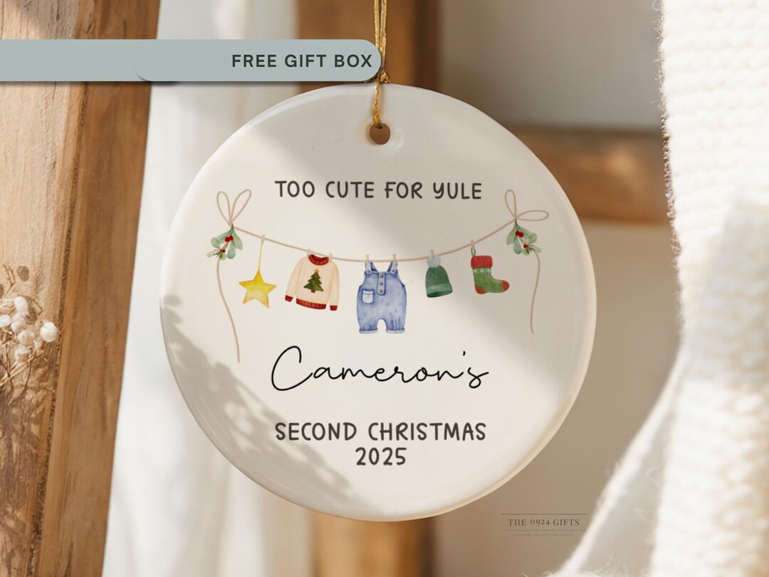 Baby Boy's Second Christmas Custom Ornament, Christmas Holiday 2nd Xmas ...