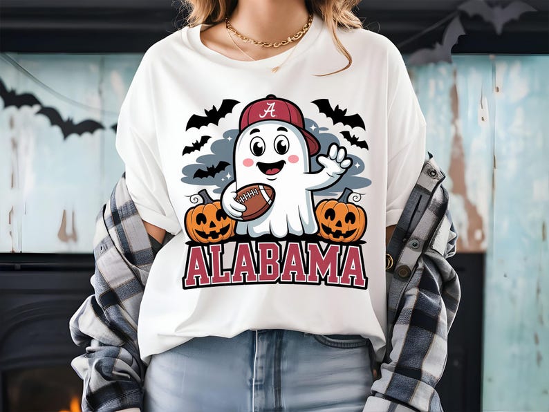 Alabama Crimson Tide Ghost Halloween Png Bundle, Vintage Football Png ...