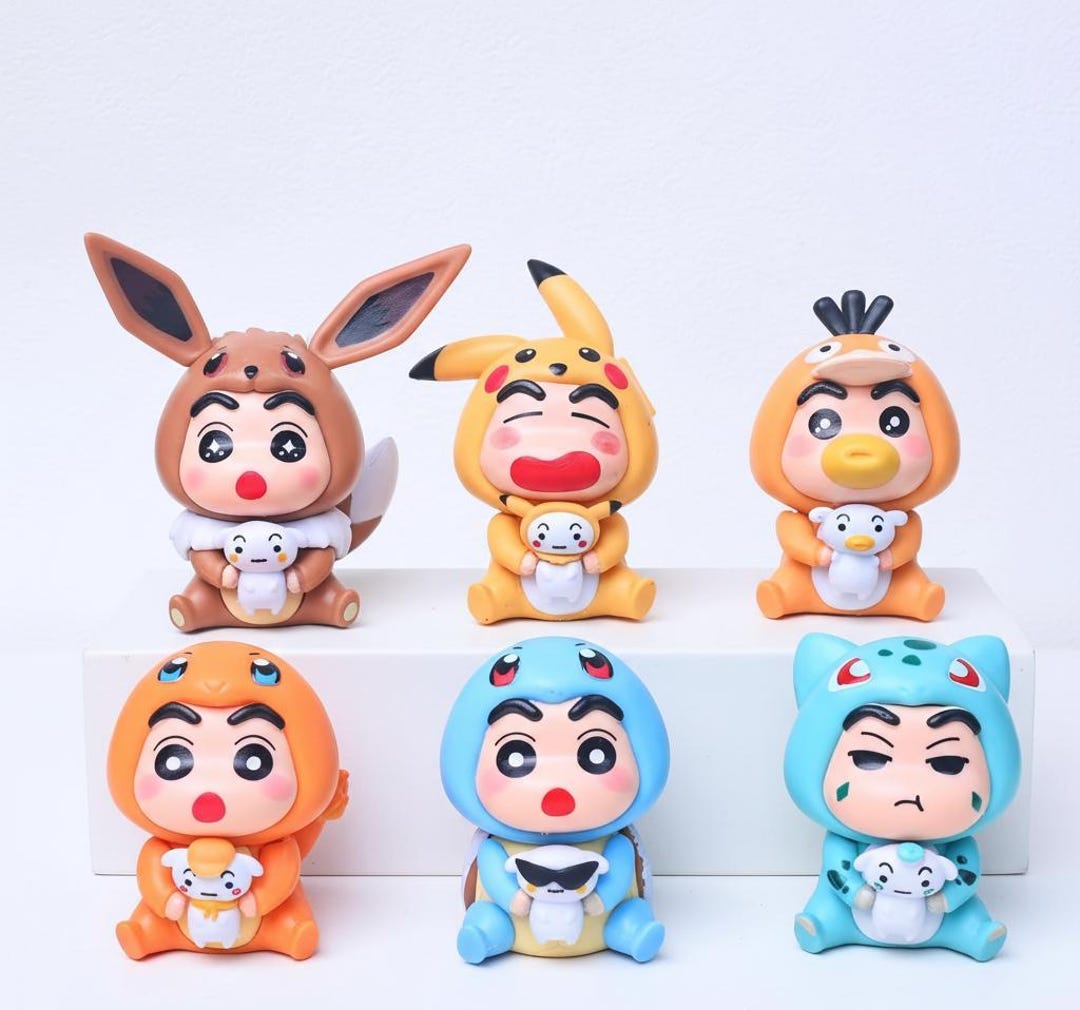 Crayon Shin-chan Pokemon Cosplay PVC Figures, Set of 6 - Etsy