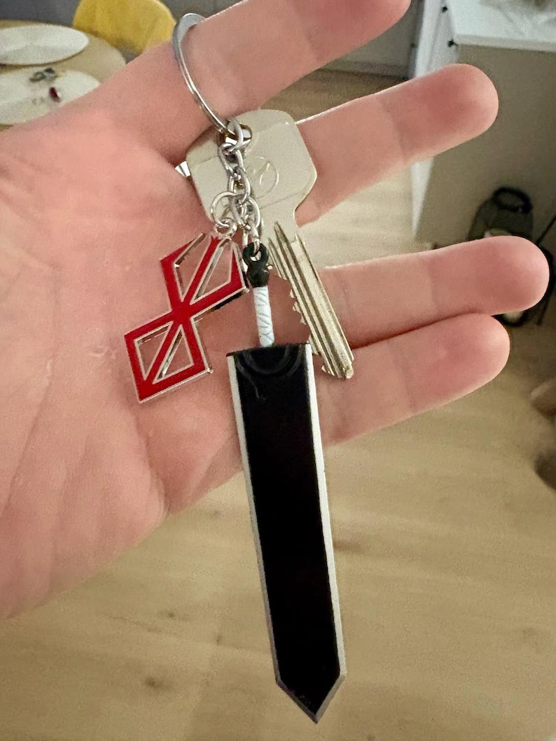 Berserk Guts Keychain Brand of Sacrifice Dragon Slayer Sword Japanese ...