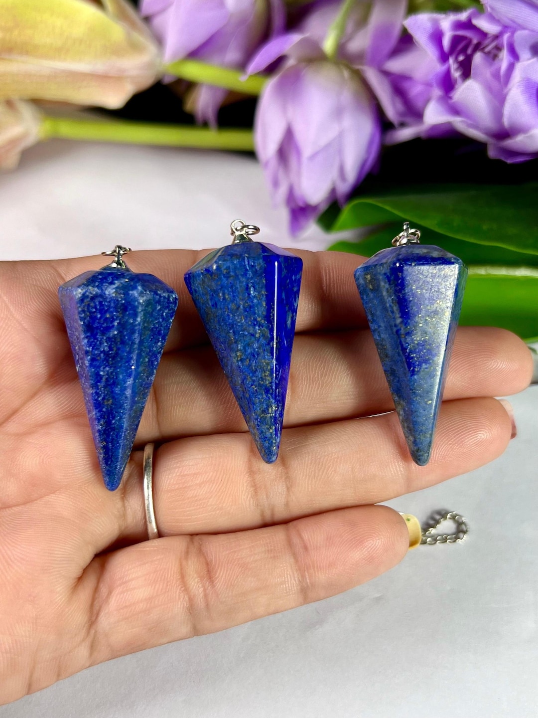 Lapis Lazuli Stone Crystal Pendulum Dowsing Healing Divination Chain - Etsy
