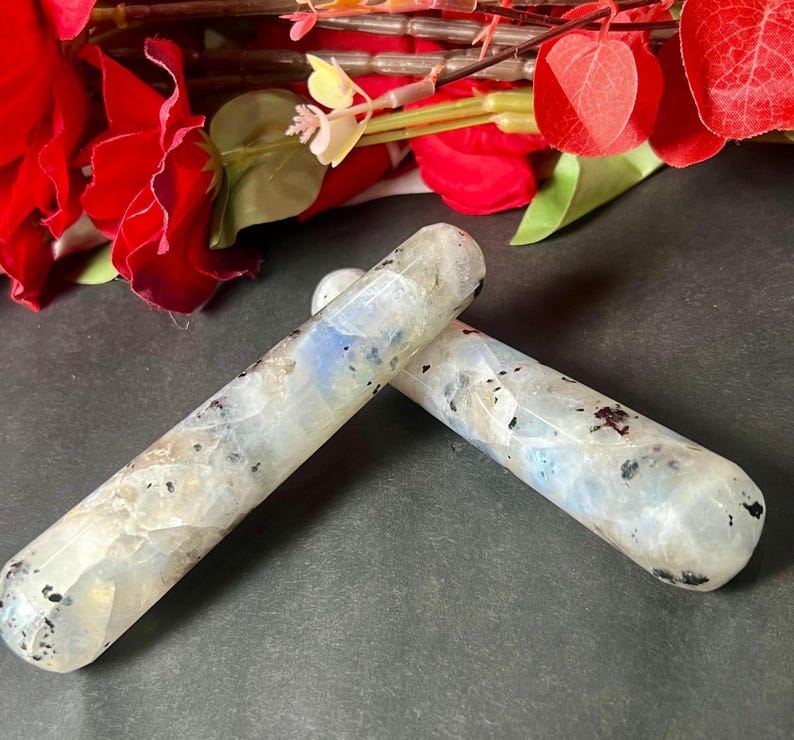 4" White Rainbow Moonstone Healing Crystal Massage Wand 4inch - Etsy