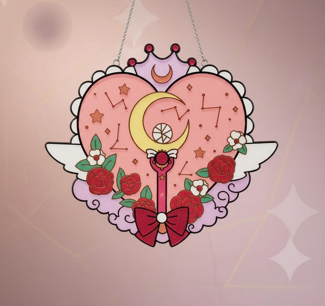 Sailor Moon Heart Crown Resin Suncatcher, Magical Girl Acrylic Window ...