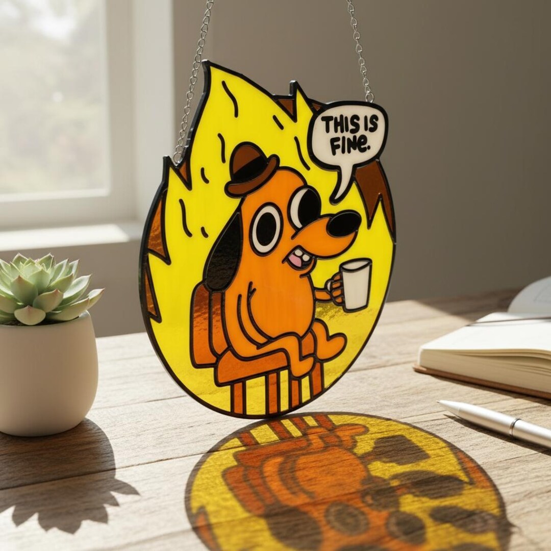 This is Fine Meme Resin Suncatcher, Funny Dog Window Hanging, Faux ...