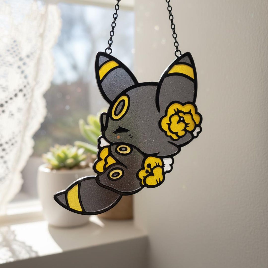 Kawaii Umbreon Resin Suncatcher, Eeveelution Charm, Unique Gaming Room ...