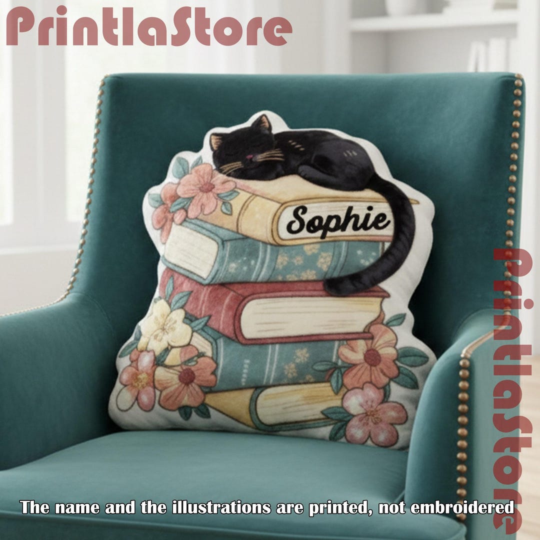 Personalized Floral Book Throw Pillow – Custom Name Fantasy Bookish ...