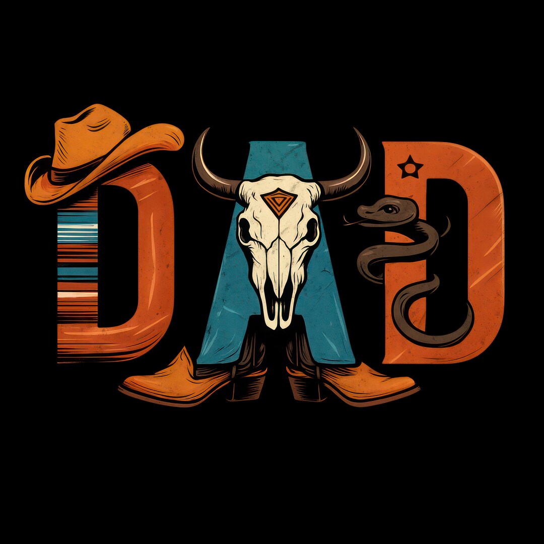 Western Dad Digital File – Cowboy Dad PNG With Skull & Snake, Country ...