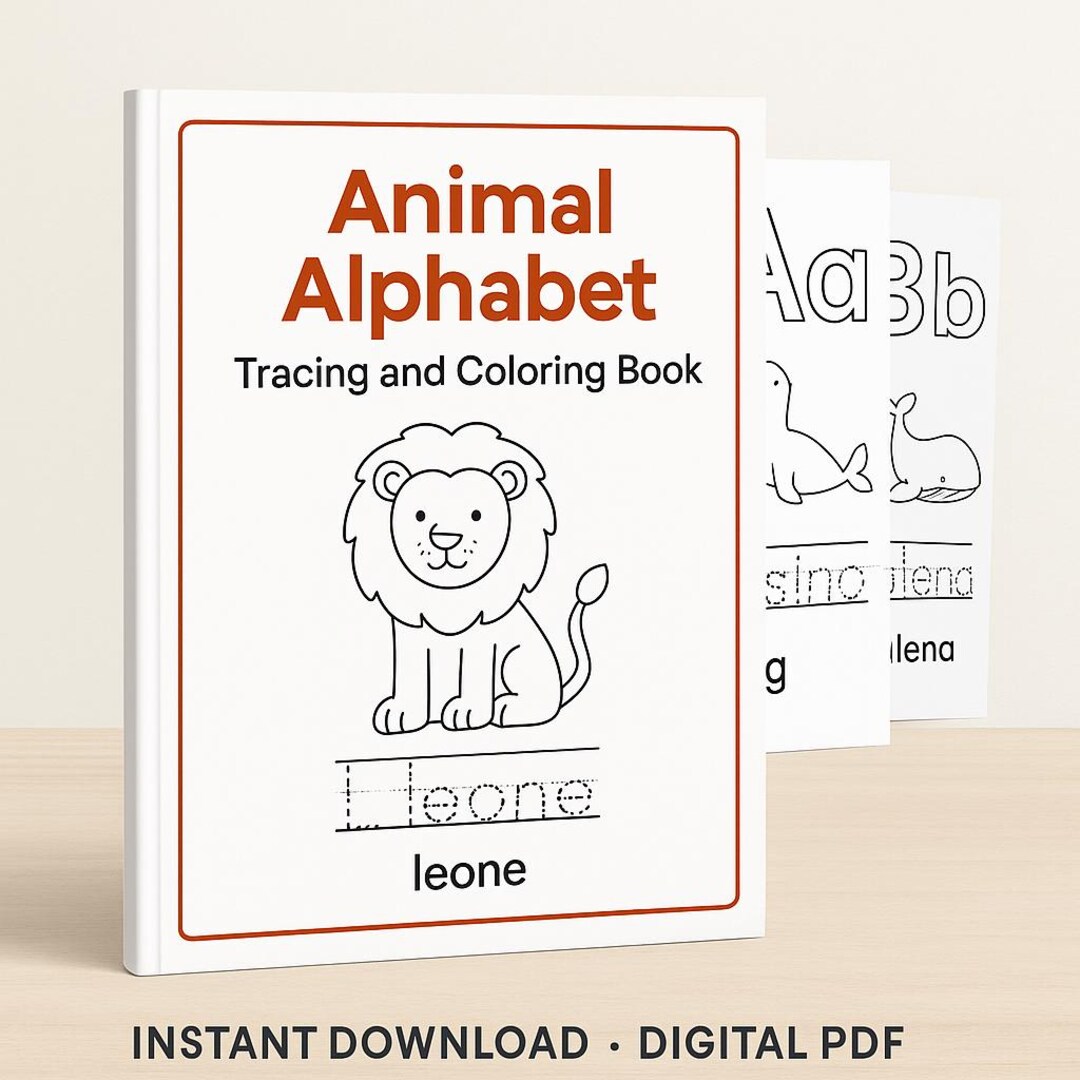 Animal Alphabet Tracing and Coloring Book – Printable PDF - Etsy