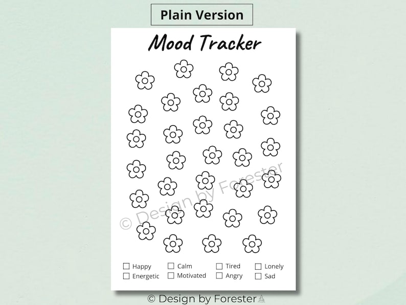 Flower Mood Tracker Printable, Monthly Mood Journal Page, Cute Mood ...