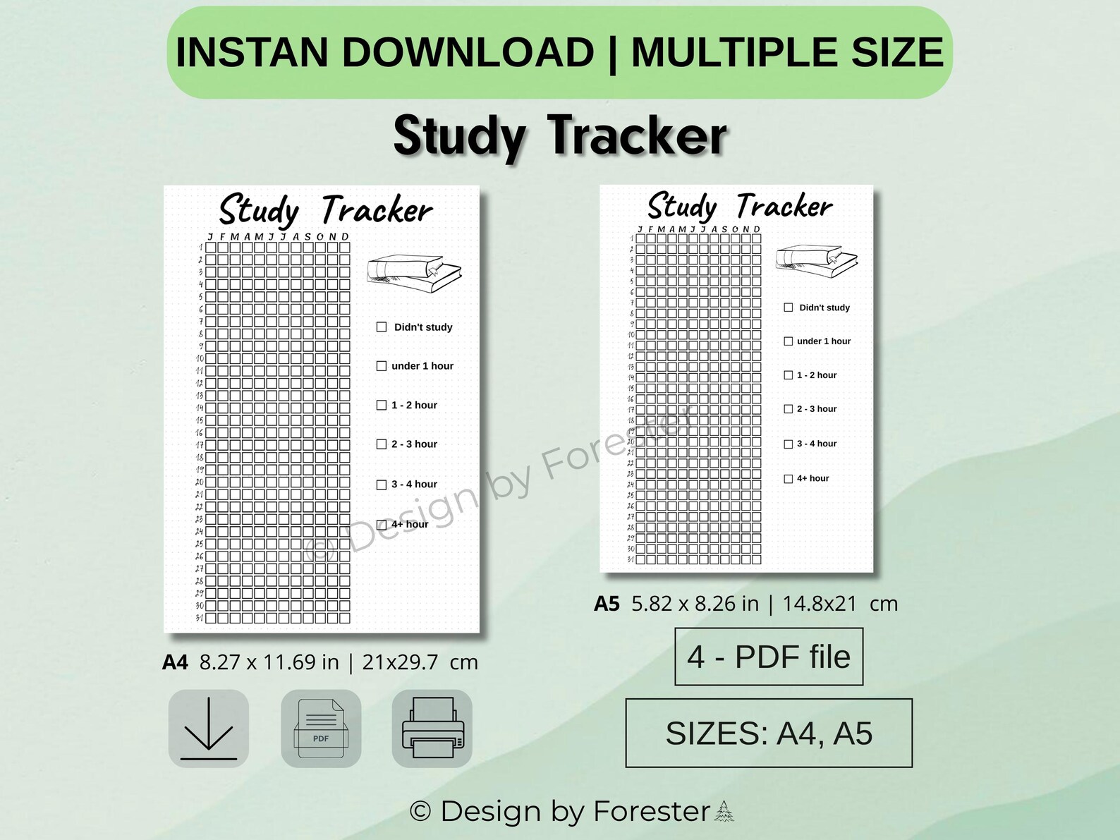 Yearly Study Tracker Printable, A4 A5, Student Planner (PDF) - Etsy
