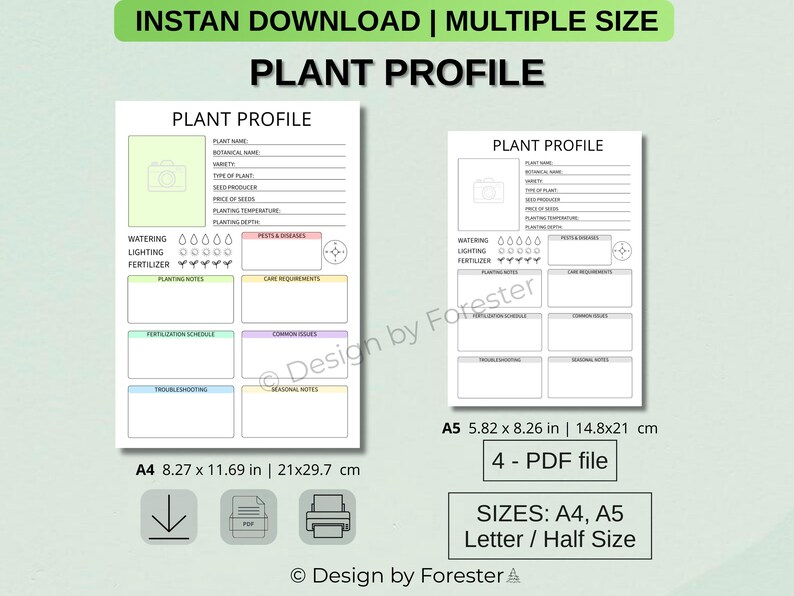 Plant Profile Printable, Garden Plant Profile, Gardening Journal Page ...