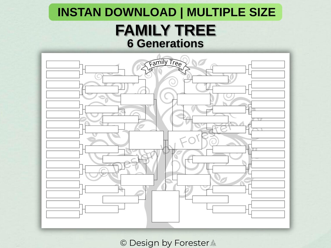 Printable Family Tree Template, Family Tree Chart, Ancestry & Genealogy ...