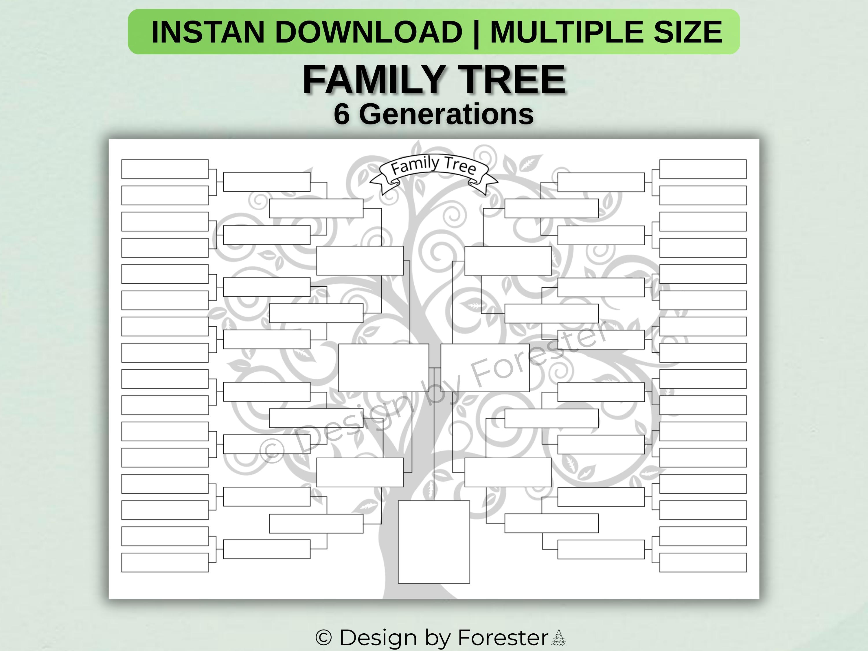 Printable Family Tree Template, Family Tree Chart, Ancestry & Genealogy ...