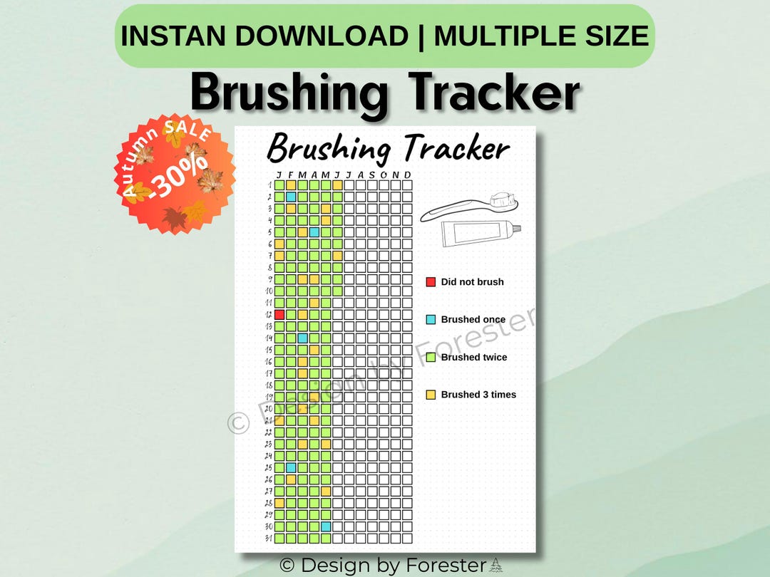 Tooth Brushing Tracker, Printable Journal Page, Daily Dental Care Log ...