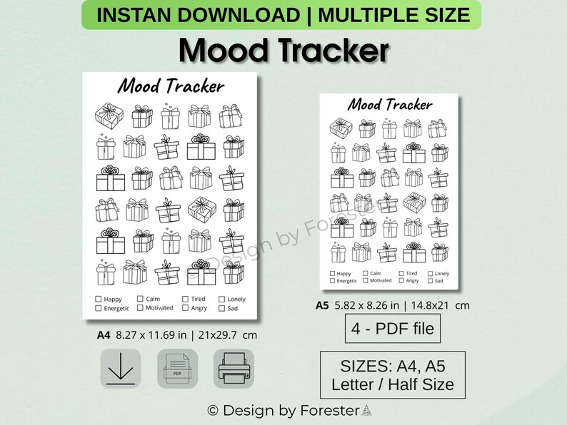 Christmas Mood Tracker Printable, Holiday Journal Page (digital ...