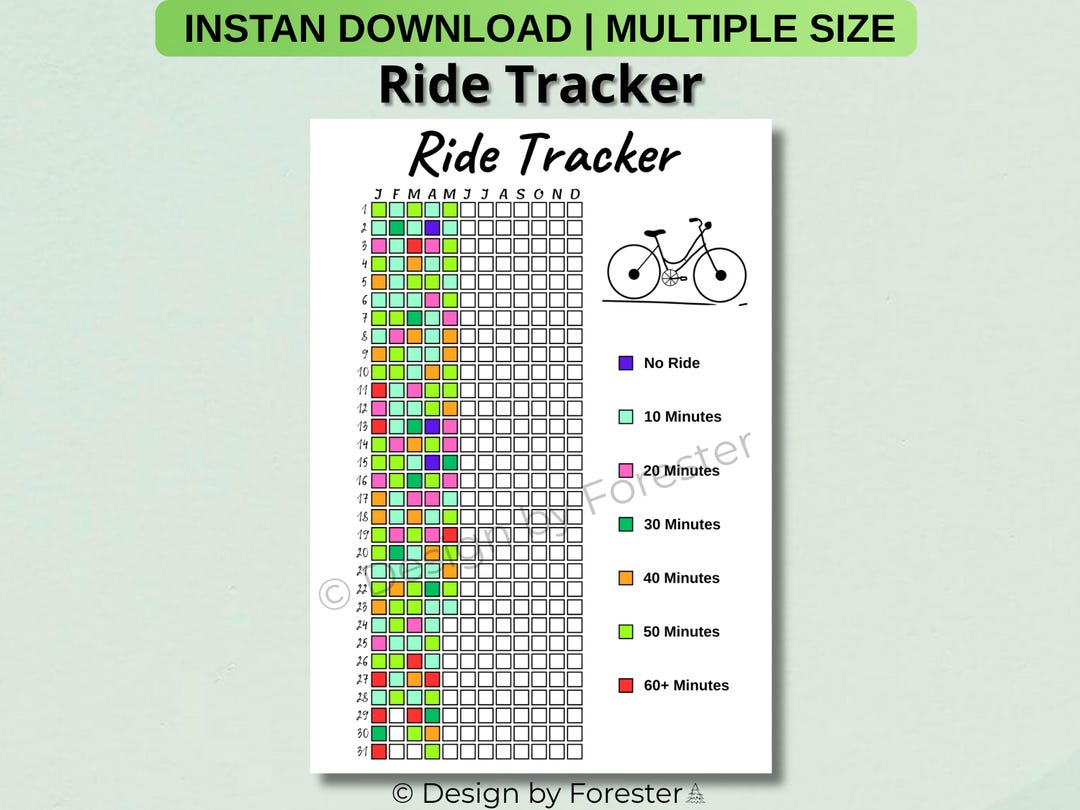 Yearly Bike Ride Tracker, Printable Cycling Log (PDF) - Etsy