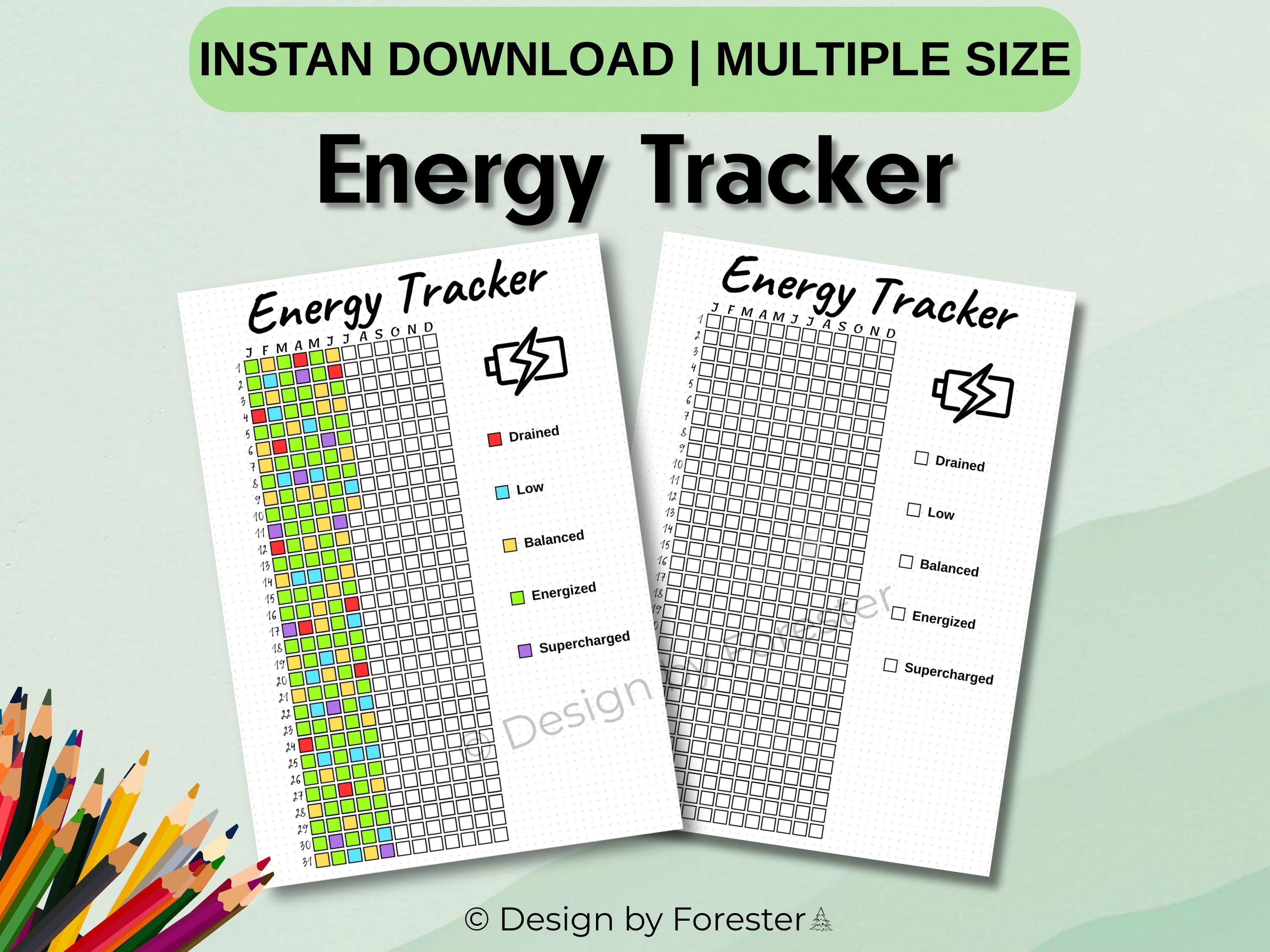Yearly Energy Tracker Printable, Mood Log (digital Download) - Etsy