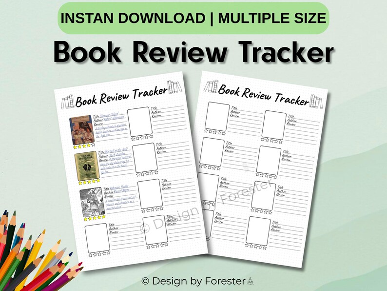 Book Review Tracker Printable, Reading Log (PDF) - Etsy