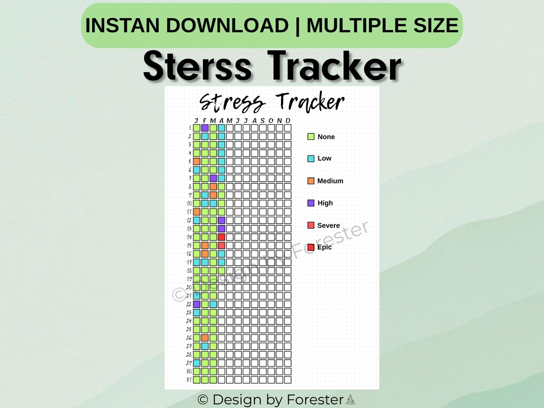 Stress Tracker Printable, Yearly Mood Log, Wellness Planner (PDF) - Etsy