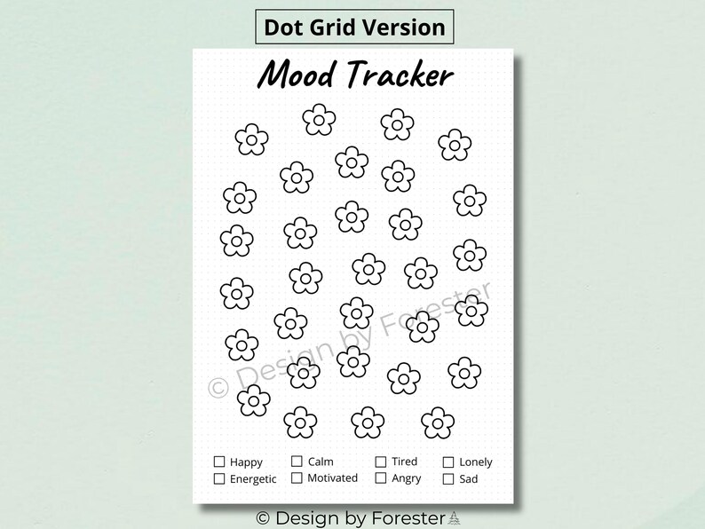 Flower Mood Tracker Printable, Monthly Mood Journal Page, Cute Mood ...