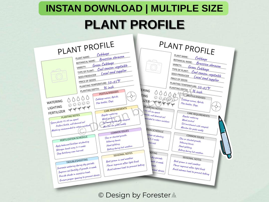 Plant Profile Printable, Garden Plant Profile, Gardening Journal Page ...