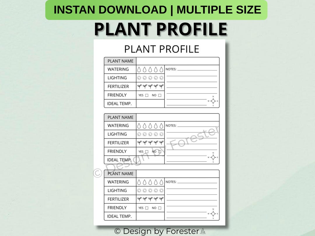 Plant Profile Sheet Printable, Houseplant Care Log (PDF Download) - Etsy UK