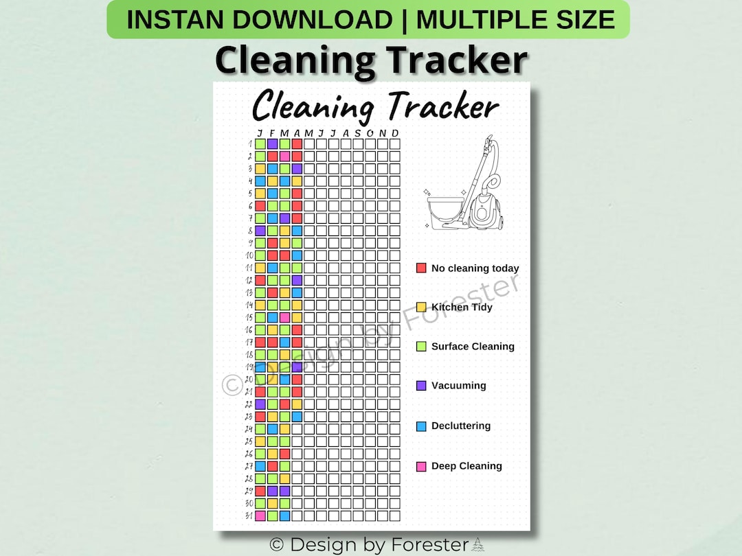 Printable Yearly Cleaning Tracker, Chore Planner (PDF) - Etsy