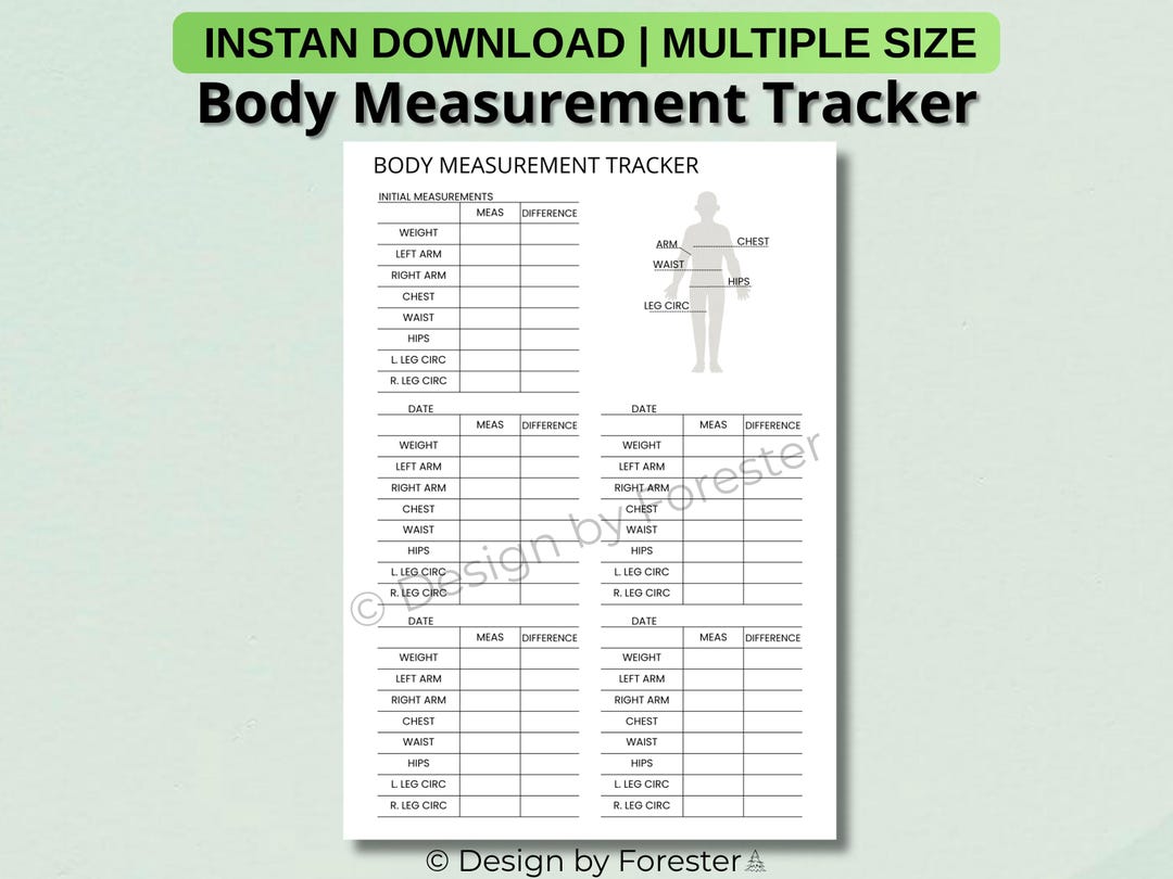 Body Measurements Tracker, Fitness Progress Sheet, Workout Progress Log ...
