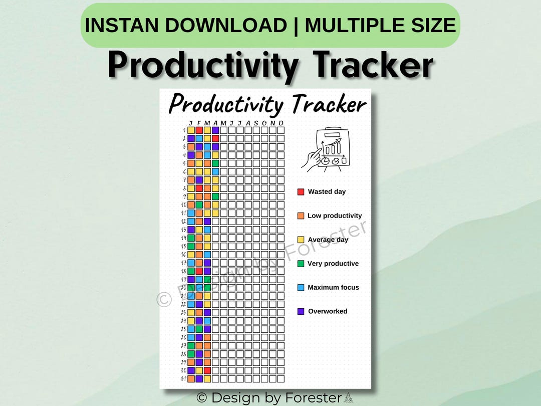 Yearly Productivity Tracker Printable, Color Coded System (PDF) - Etsy