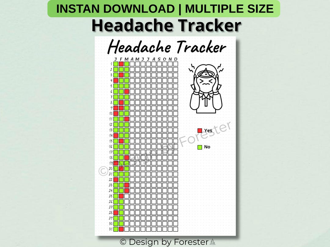 Headache Tracker Printable, Pain Log, Migraine Symptom Sheet (PDF) - Etsy