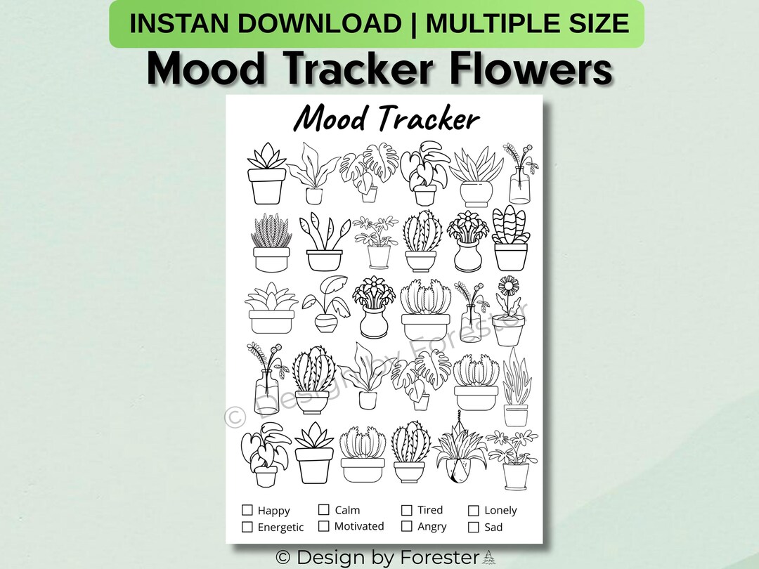 Plant Mood Tracker Printable, Monthly Journal Page (digital Download ...