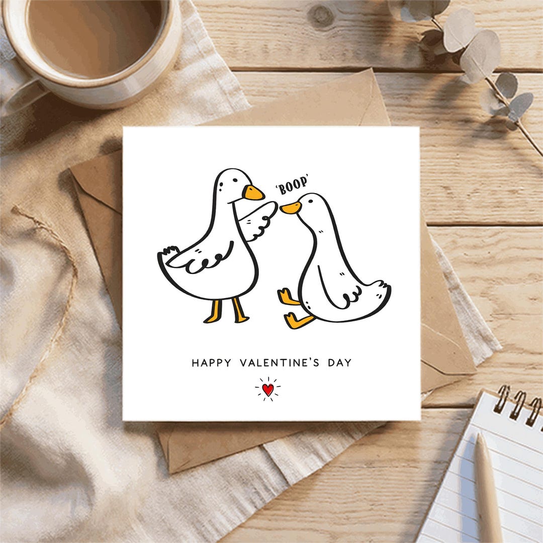 Boop Goose Valentines Card, Funny Goose Card, Personalised Couple Card ...