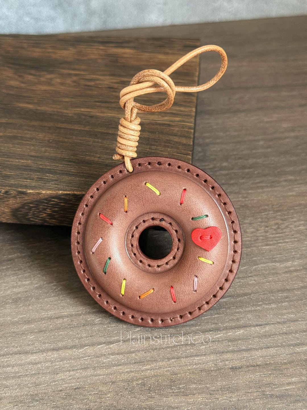 Leather Donut Bag Charm, Handmade Leather Bag Charm, Leather Handbag ...