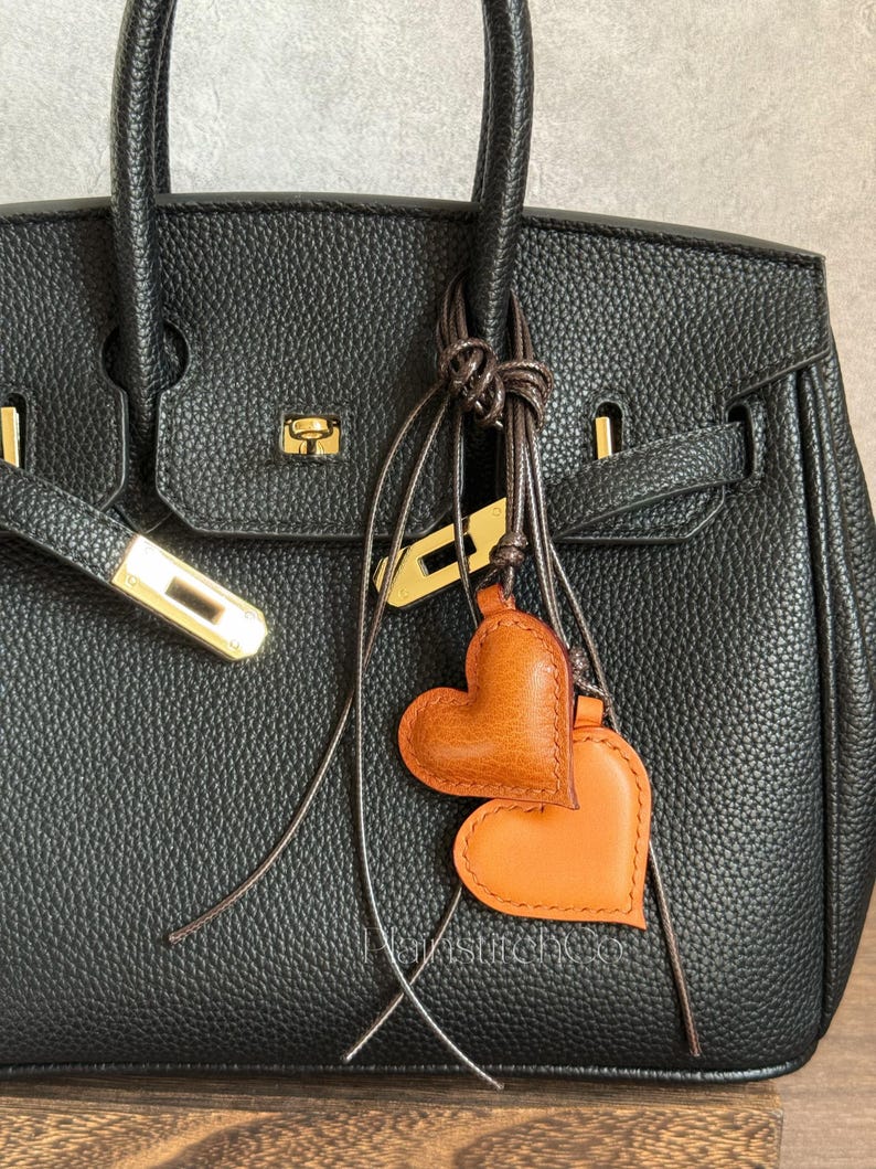 Leather Heart Bag Charm, Handmade Leather Bag Charm, Cute Heart ...