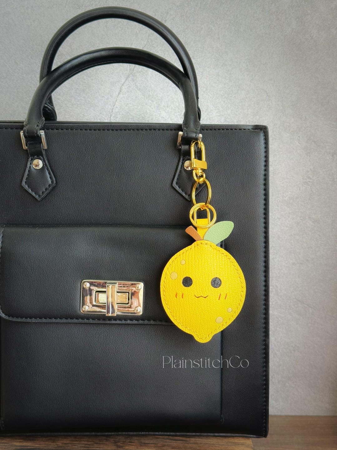 Leather Lemon Bag Charm, Handmade Leather Bag Charm, Leather Handbag ...