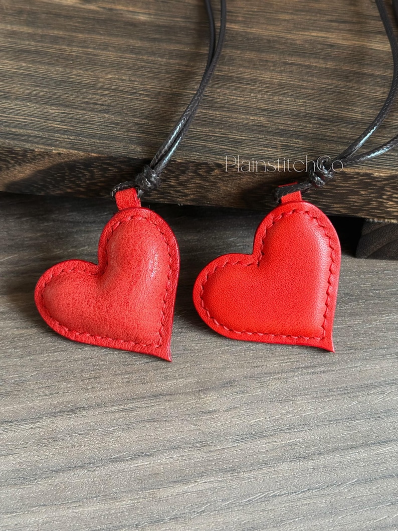Leather Heart Bag Charm, Handmade Leather Bag Charm, Cute Heart ...