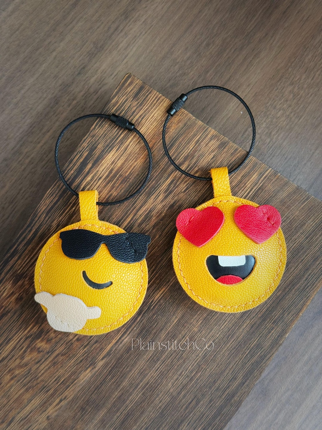 Leather Emoji Bag Charm, Handmade Leather Bag Charm, Leather Handbag ...