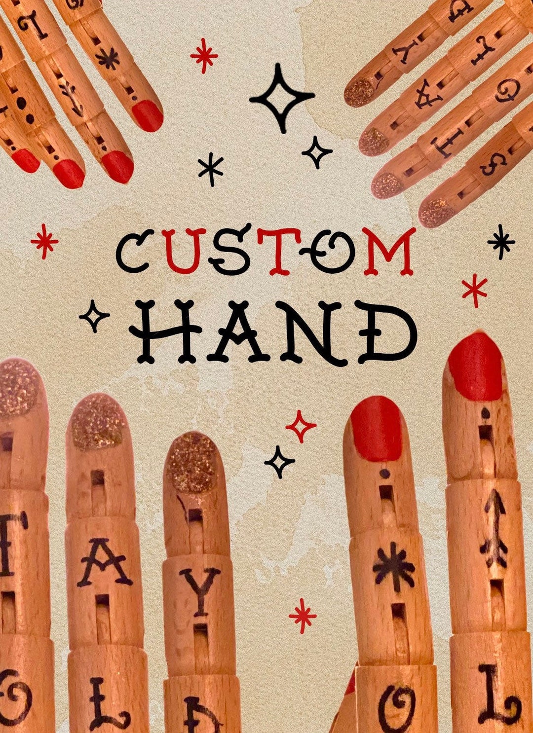 CUSTOM Hanpainted Wooden Hand - Etsy