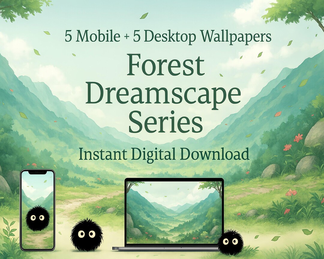 Forest Dreamscape Wallpapers – 5 Mobile & 5 Desktop Pngs Bundle | Cute ...